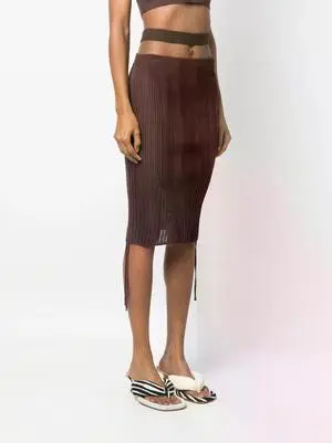 ANDREĀDAMO Ribbed-knit Pencil Skirt - Brown