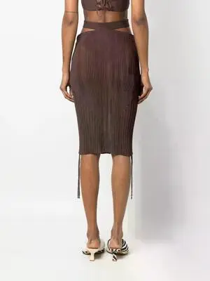 ANDREĀDAMO Ribbed-knit Pencil Skirt - Brown