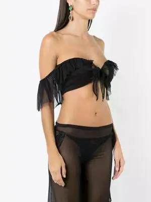 AMIR SLAMA Tie-fastening Sheer Crop Top