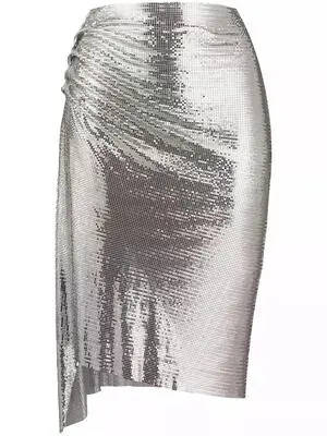 Rabanne Chainmail Ruched Skirt - Silver