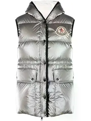 Moncler Hera Hooded Down Gilet - Silver