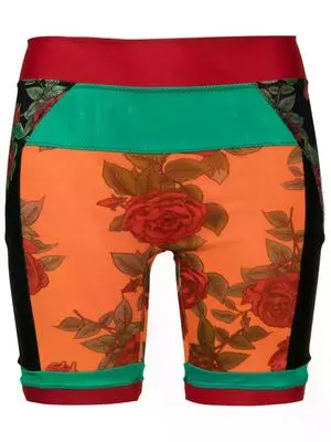 AMIR SLAMA Mesh Floral Print Shorts