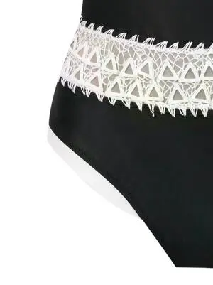AMIR SLAMA Lace-detail Striped Swimsuit