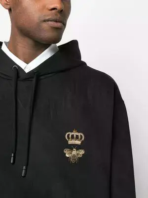 Dolce & Gabbana Embroidered Cotton Hoodie - Black