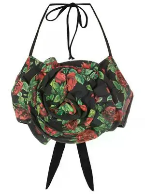 AMIR SLAMA Floral-appliqué Linen Crop Top