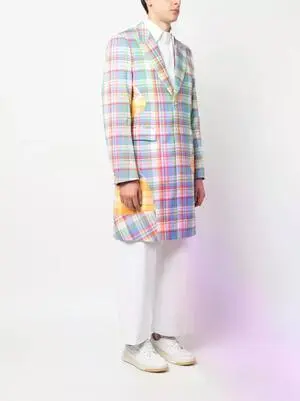 Comme Des Garçons Plaid Patchwork Single-breasted Coat
