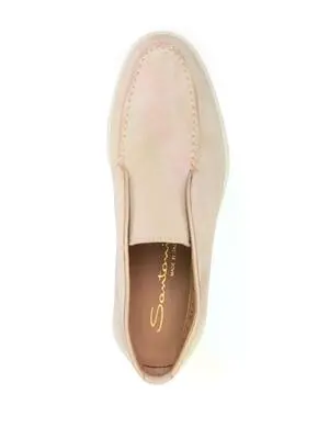 Santoni Suede Slip-on Loafers - Neutrals