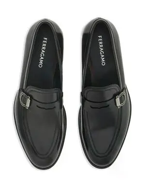 FERRAGAMO Gancini-plaque Leather Moccasins