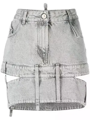Attico Cut-out Denim Mini Skirt - Neutrals