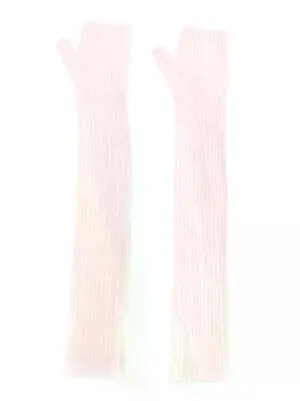 BARRIE Long Knitted Fingerless Gloves - Pink
