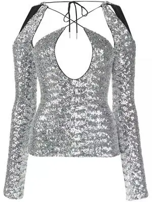 Attico Zane Sequin Cut-out Top