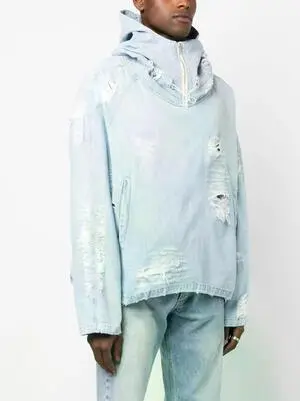 424 Distressed Cotton Hooded Jacket