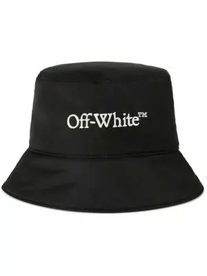 Off-White Embroidered Bucket Hat - Black