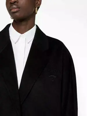 Prada Logo-embroidered Cashmere Coat