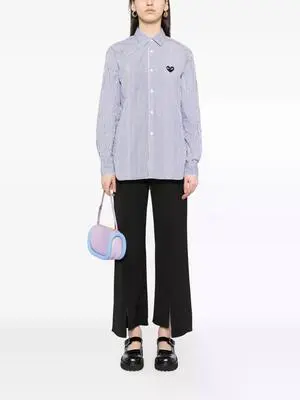Play Comme Des Garcon Logo-patch Cotton Shirt - Blue