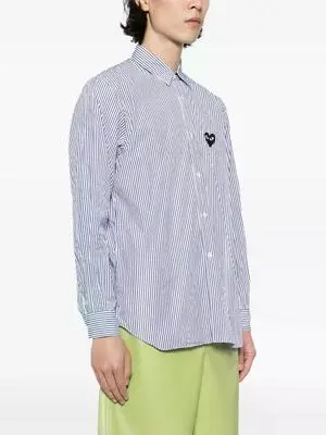 Play Comme Des Garcon Logo-patch Cotton Shirt - Blue