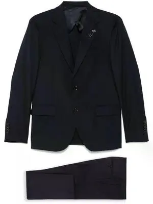 LARDINI Brooch-detail Suit - Blue