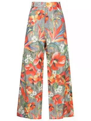 AMIR SLAMA Floral-print High-waisted Wide-leg Trousers