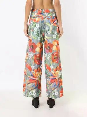 AMIR SLAMA Floral-print High-waisted Wide-leg Trousers
