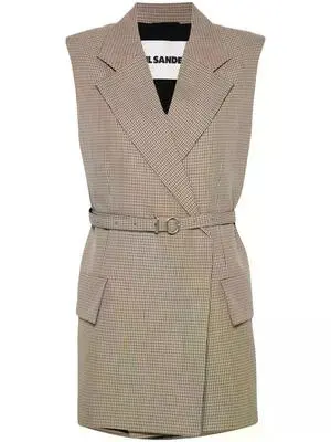 JIL SANDER Checked Virgin Wool Vest