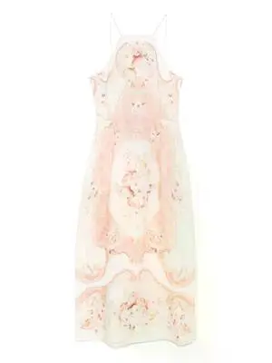 TWINSET Printed Linen Midi Dress