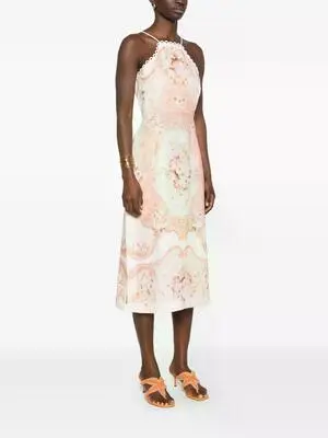 TWINSET Printed Linen Midi Dress