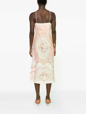 TWINSET Printed Linen Midi Dress