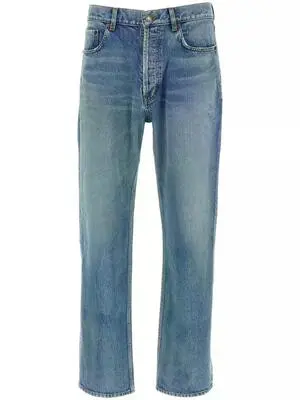 Saint Laurent Distressed Straight Leg Jeans