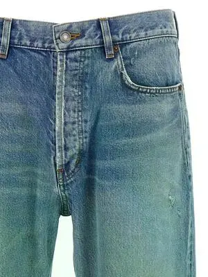 Saint Laurent Distressed Straight Leg Jeans