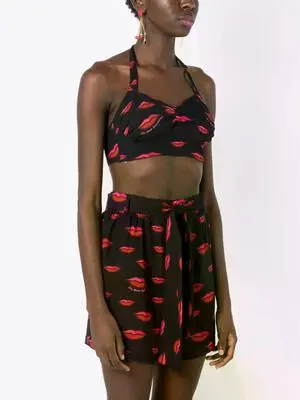 AMIR SLAMA Lip-print Cropped Top