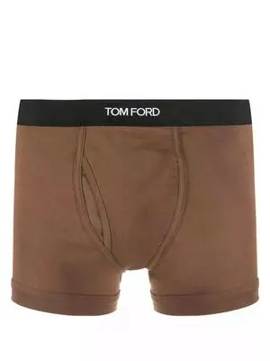 TOM FORD Logo-waistband Stretch-cotton Boxers - Brown