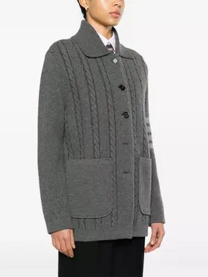 Thom Browne Cable-knit Bomber Jacket - Grey