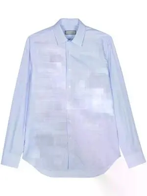 Canali Check-pattern Cotton Shirt - Blue