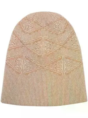 BARRIE Monogram Motif Cashmere Beanie Hat - Brown