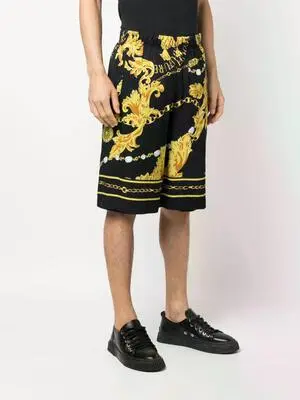 Versace Barocco-print Drop-crotch Shorts - Black