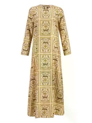 PAULA Printed Silk Dress - Neutrals