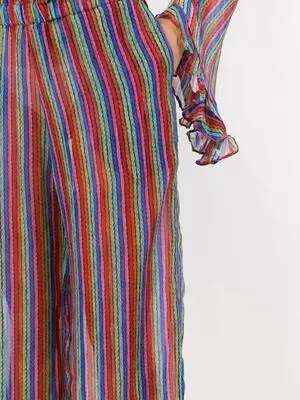 AMIR SLAMA Sheer Graphic-print Silk Trousers