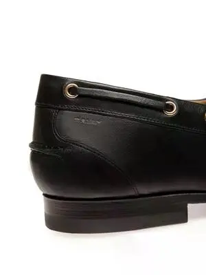 Bally Plume Leather Boat Shoes - Black