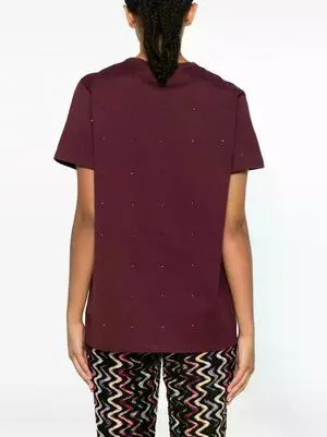 BARRIE Logo-embroidered Embellished T-shirt - Red