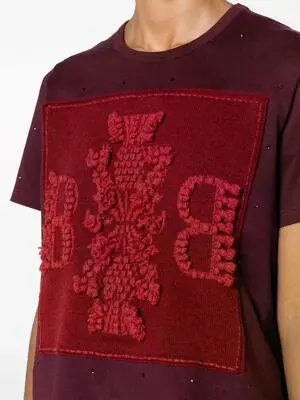 BARRIE Logo-embroidered Embellished T-shirt - Red