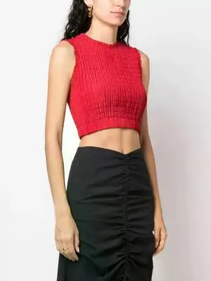 PATOU Smocked Crop Top