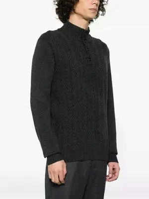 Corneliani Herringbone Mock-neck Jumper