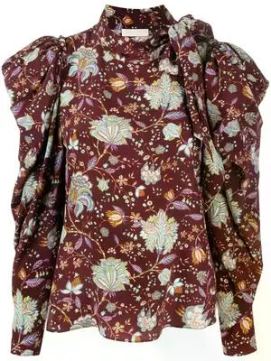 Ulla Johnson Floral-pattern Silk Blouse - Red