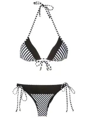 AMIR SLAMA Striped Triangle-cup Bikini - Black