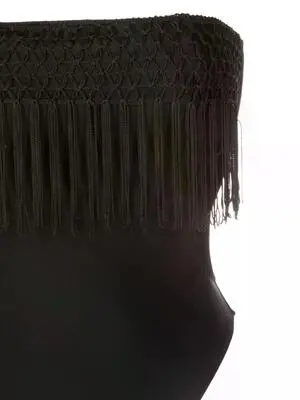 AMIR SLAMA Macramé-fringe Strapless Swimsuit