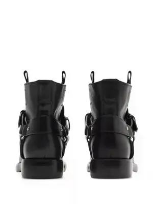 Burberry Calf Leather Buckled Ankle Boots