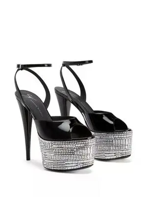 GIUSEPPE ZANOTTI Patent Embellished Platform Sandals