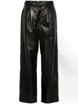 LEMAIRE Belted Lambskin Pants - Brown