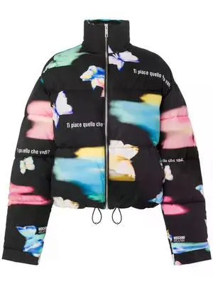 Moschino Graphic-print Puffer Jacket - Black
