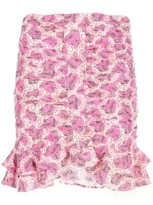 Isabel Marant Étoile Milendi Abstract-print Ruched Miniskirt - Pink